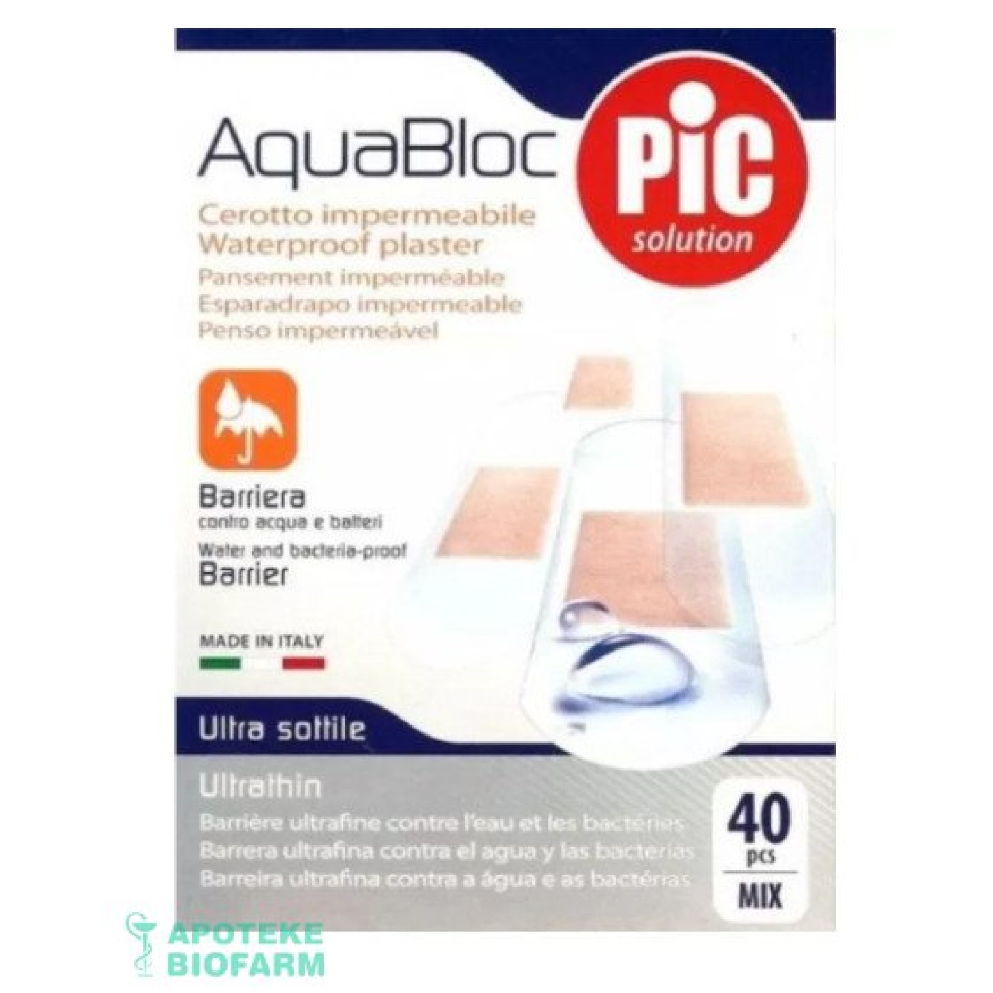Pic Flasteri Aquabloc Mix Antibakterijski A40 | BIOFARM Apoteka