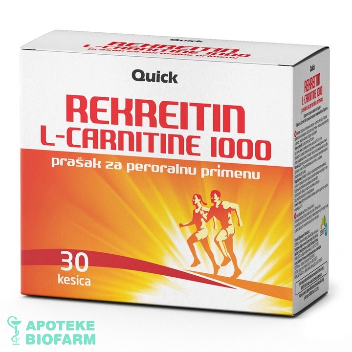 Quick L-Carnitine 1000 Rekreitin Prašak 30X4G | BIOFARM Apoteka