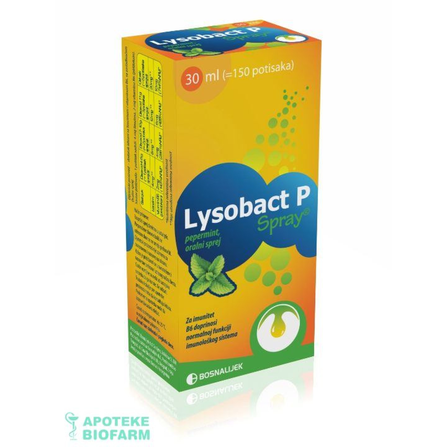 Lysobact P Sprej Za Grlo Pepermint 30Ml | BIOFARM Apoteka
